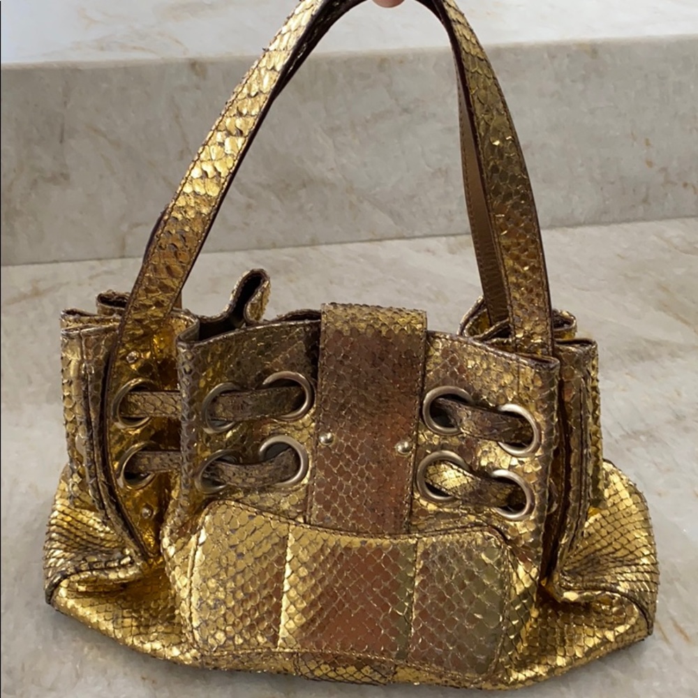 Rare Jimmy Choo Ramona Hobo Gold Snakeskin - Gem